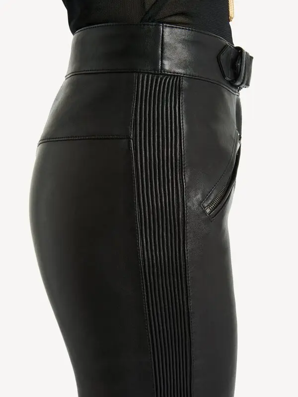 Balmain Lambskin Biker Trousers