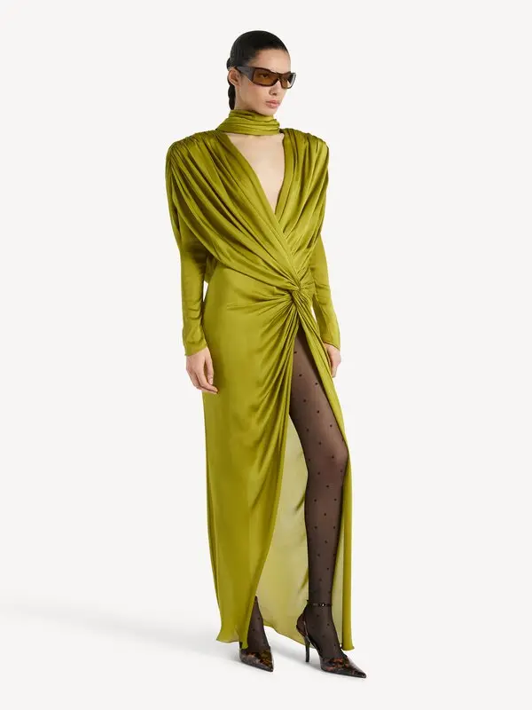 Balmain Long Silk Chiffon Dress