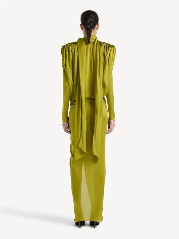 Balmain Long Silk Chiffon Dress