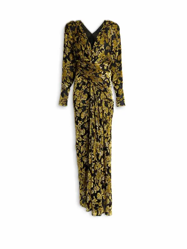 Balmain Long Velvet Jacquard Dress - Multicolor