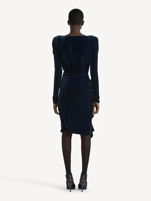 Balmain Velvet Dress With Lace Bra And Tie Detail