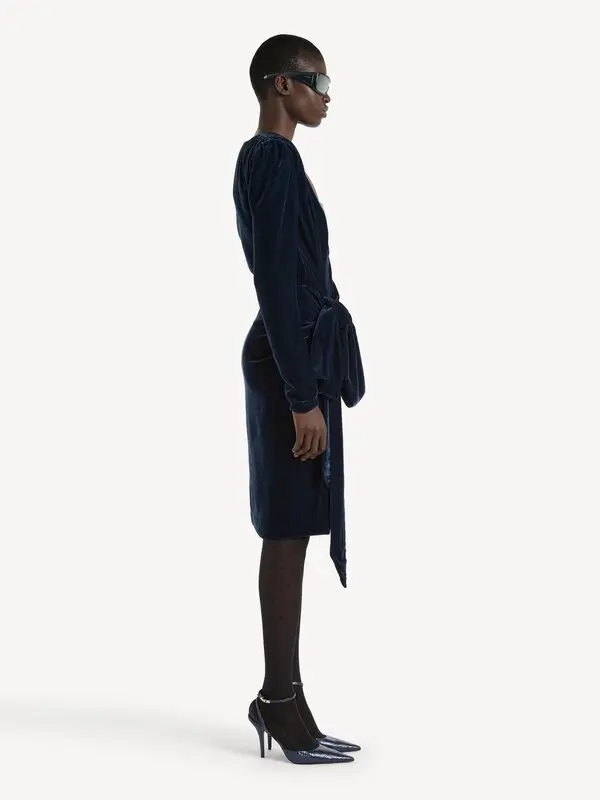 Balmain Velvet Dress With Lace Bra And Tie Detail