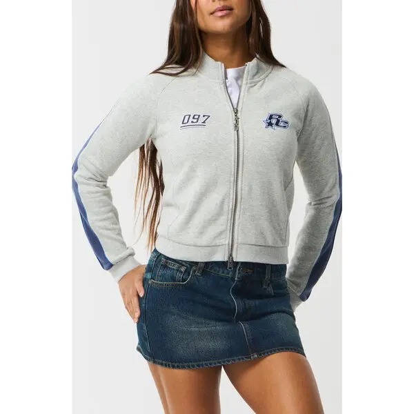 Rip Curl Archive Script Front Zip Sweatshirt - Grey Marle/navy