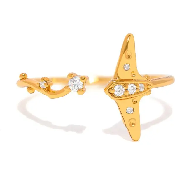 GIRLS CREW Stingray Adjustable Ring With Cubic Zirconia - Gold
