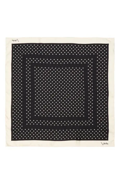 Valentino Garavani Polka Dot Silk Scarf - Black/cream