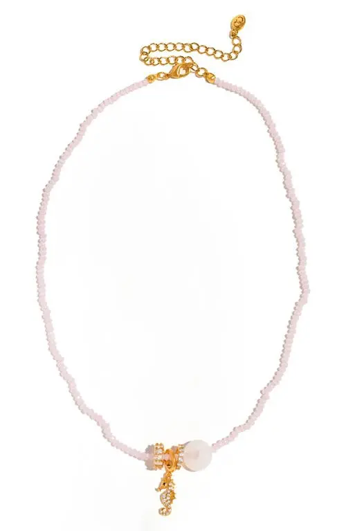 GIRLS CREW Seahorse Beaded Pendant Necklace - Gold