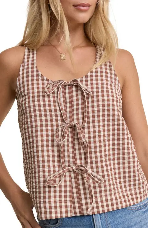NOBODY'S CHILD Thea Gingham Tie Front Cotton Top