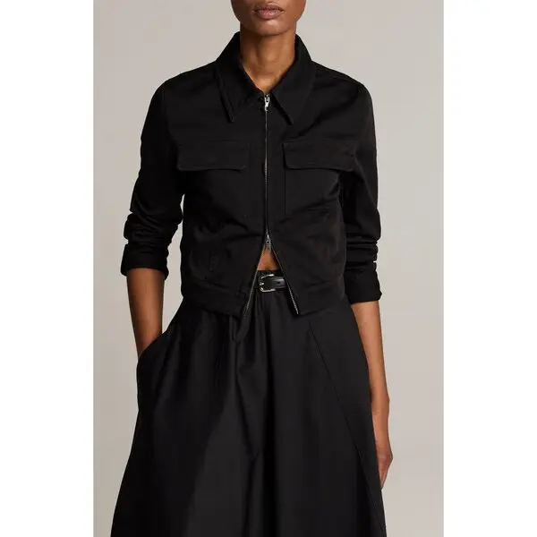 Vince Shrunken Stretch Cotton Jacket - Black