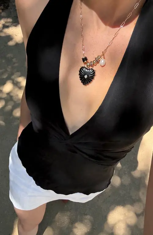 THATCH Soire Blue Lace Agate Heart Pendant Necklace
