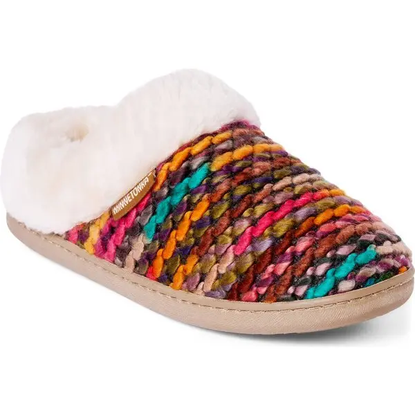 Minnetonka Dina Faux Fur Lined Slipper - Knit Multi
