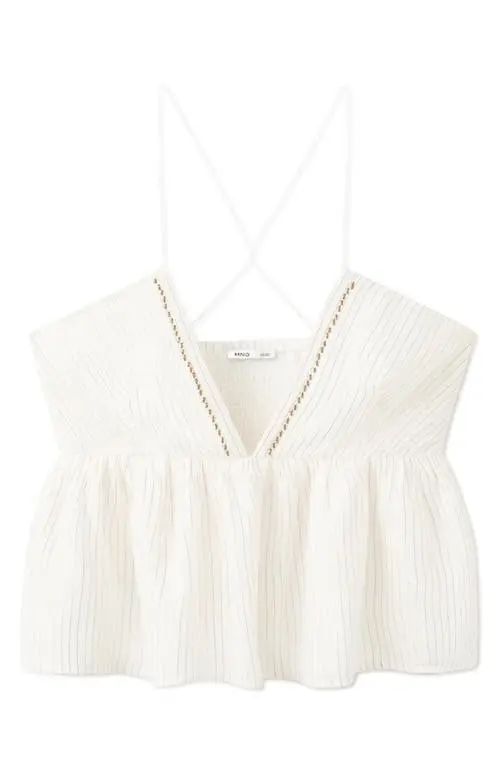 Mango Embroidered Bead Detail Stripe Top