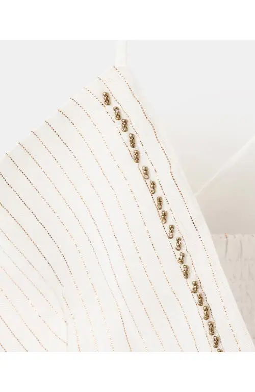 Mango Embroidered Bead Detail Stripe Top