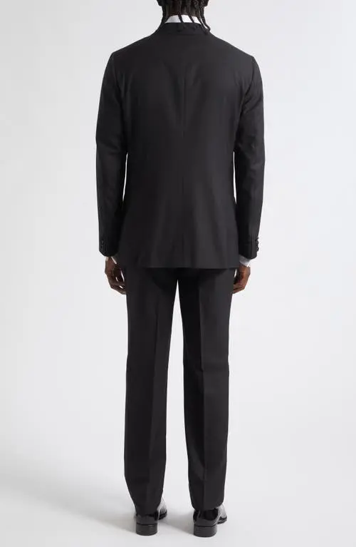 Isaia Sanita Super 160s Wool Peak Lapel Tuxedo - Black