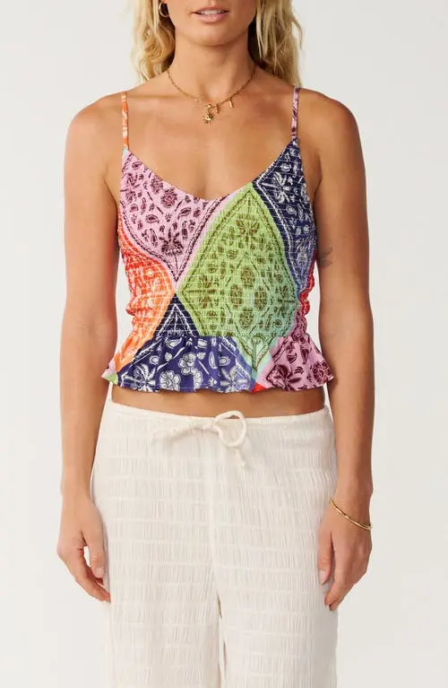 Rip Curl Bossa Nova Smocked Crop Camisole - Multicolor