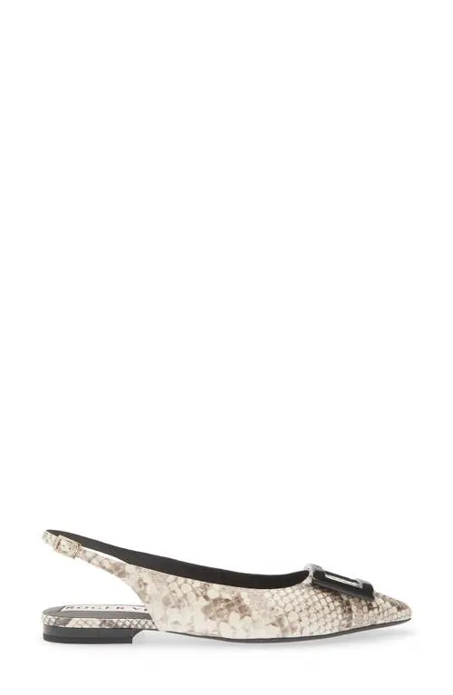 ROGER VIVIER Gommettine Pointed Toe Slingback Flat In Snakeskin-embossed Leather