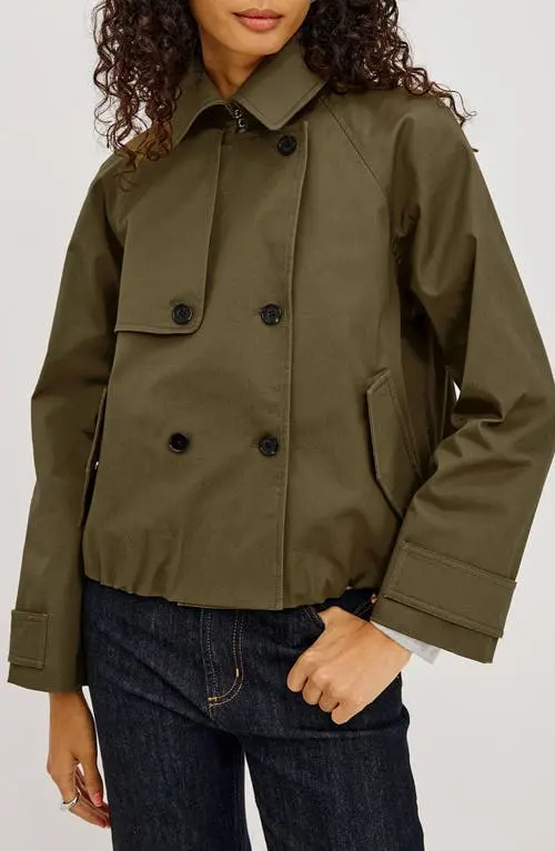 Rails Jett Check Crop Trench Coat - Olive