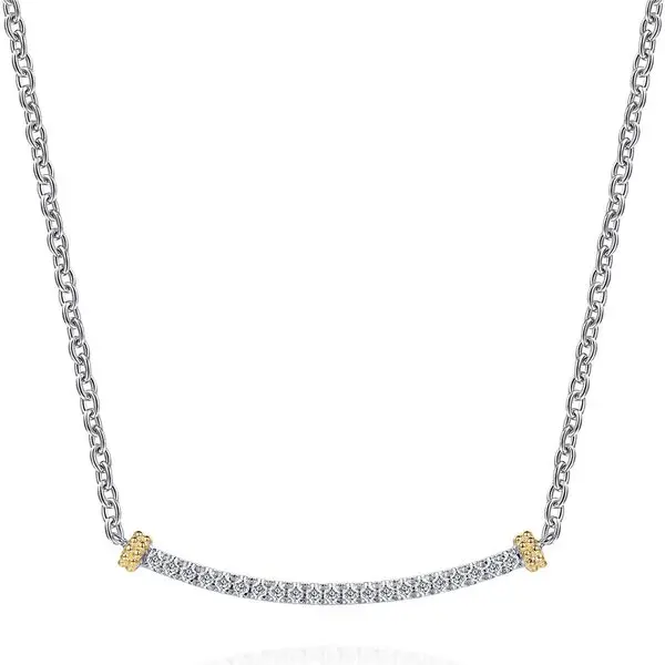 Gabriel & Co. 14k Gold & White Sapphire Bar Pendant Necklace - Sterling Silver