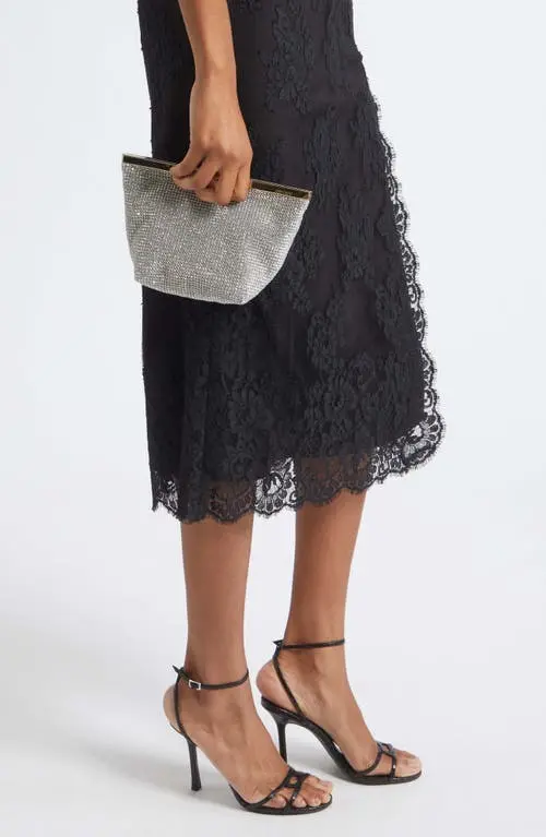 JIMMY CHOO Crystal Mesh Clutch With Gold Tone Clasp And Chain Strap