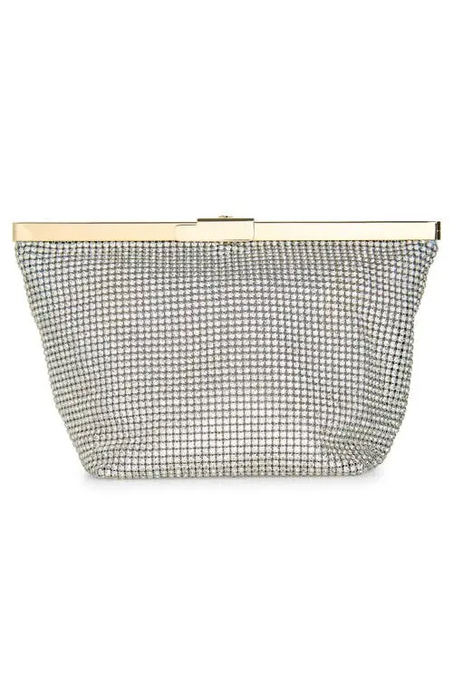 JIMMY CHOO Crystal Mesh Clutch With Gold Tone Clasp And Chain Strap