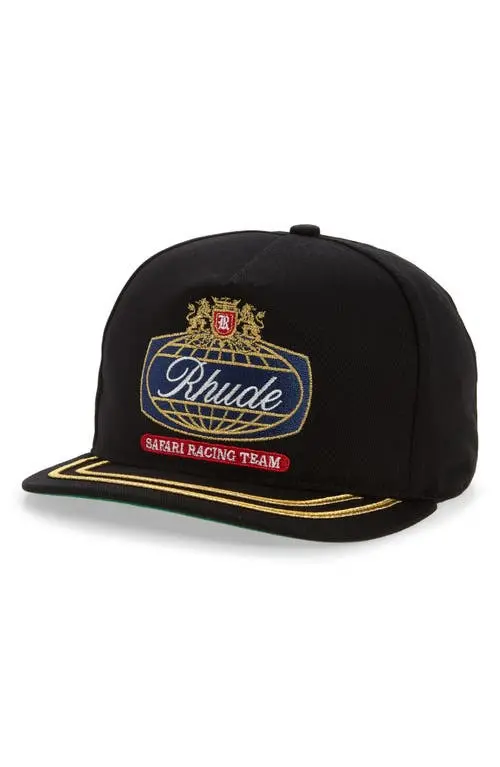 Rhude Safari Crest Adjustable Trucker Hat - Black/navy
