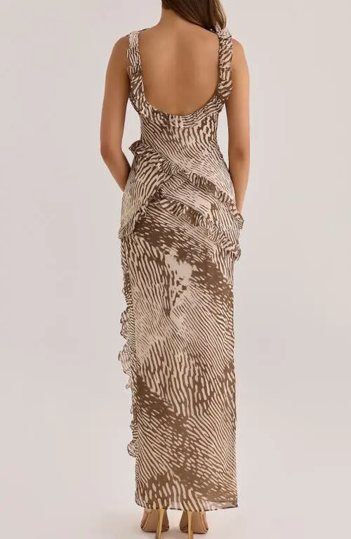 House Of Cb Pixie Ruffle Georgette Maxi Dress
