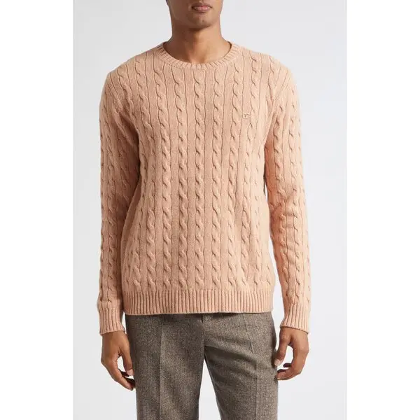Valentino Garavani Vlogo Signature Cabled Virgin Wool Crewneck Sweater - Rose