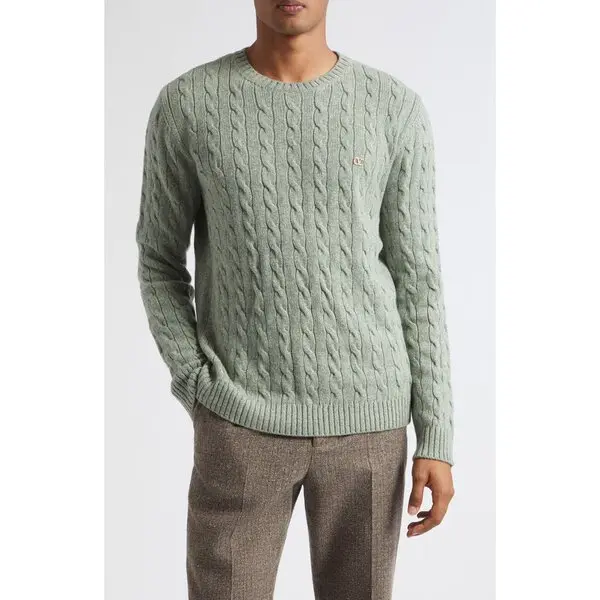 Valentino Garavani Vlogo Signature Cabled Virgin Wool Crewneck Sweater - Stone