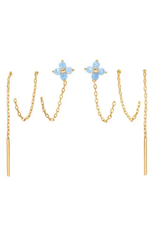 GIRLS CREW Blossom Threader Earrings With Cubic Zirconia - Gold