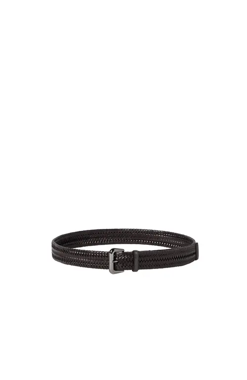 Brunello Cucinelli Stretch Braided Leather Belt With Shiny Loop