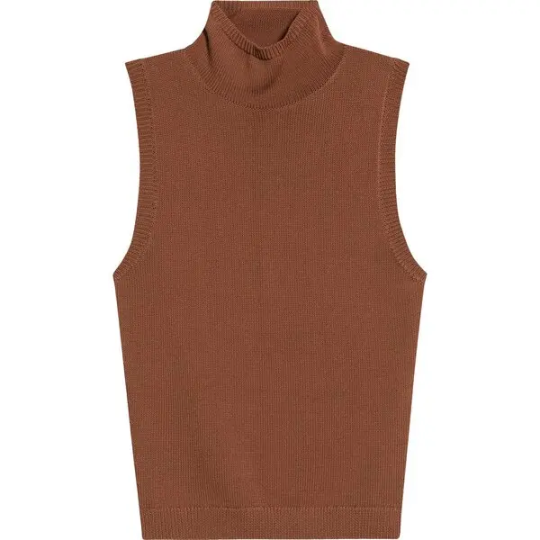 Staud Montclair Turtleneck Sweater Vest - Cigar