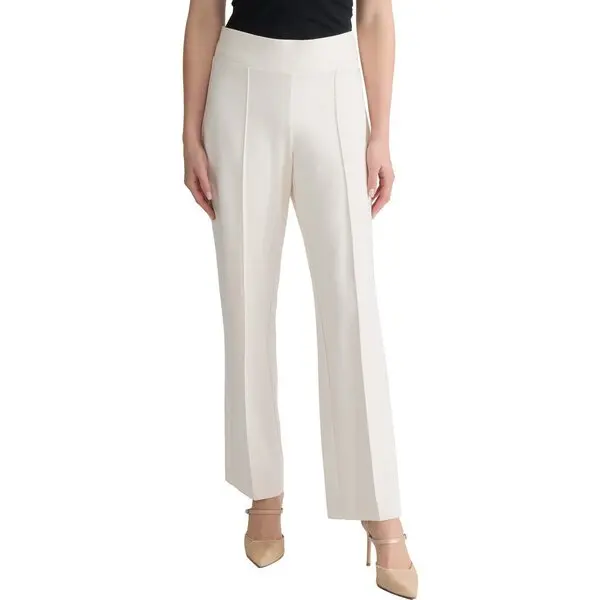 Jones New York Pintuck Pull-on Straight Leg Pants - White Sand