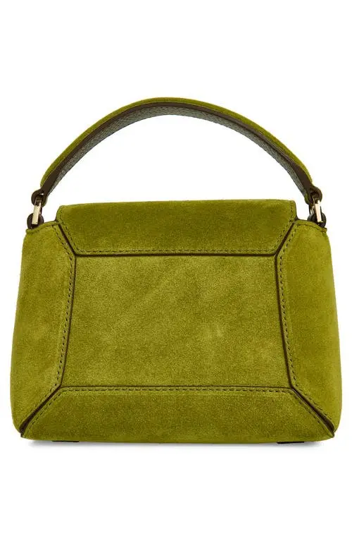 Strathberry Nano Mosaic Suede Top Handle Bag - Lime/khaki