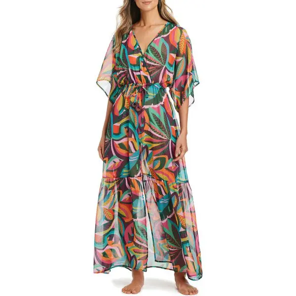 BLEU BY ROD BEATTIE Floral Surplice Cover-up Maxi Dress - Multi