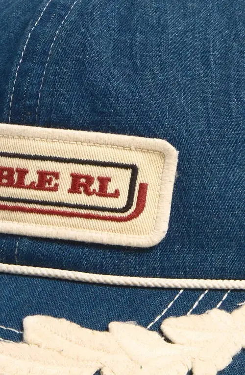 Double Rl Logo Patch Snapback Denim Trucker Hat