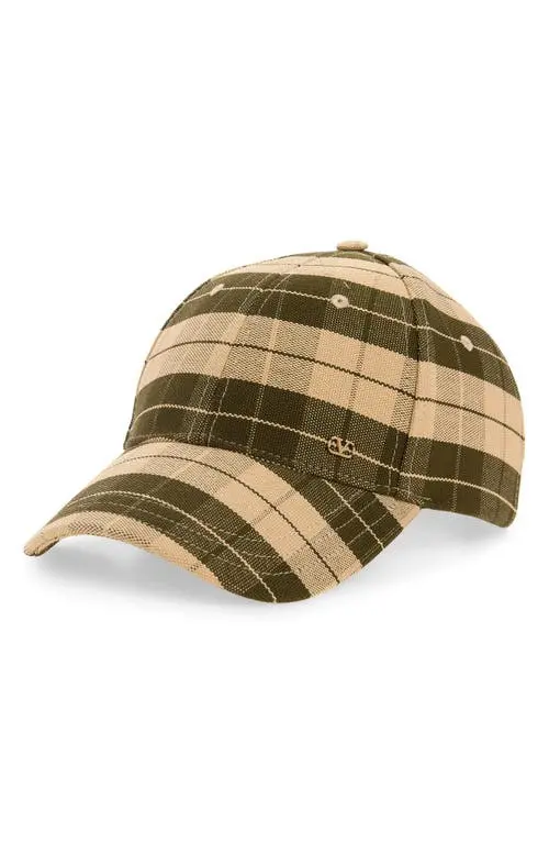Valentino Garavani Vlogo Check Cotton Adjustable Baseball Cap - Beige Multi