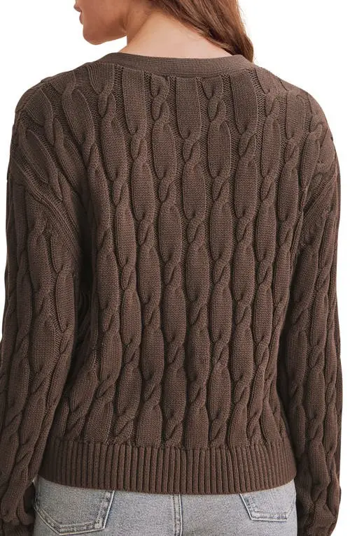 Splendid Rubi Cable Knit Cardigan - Java Brown