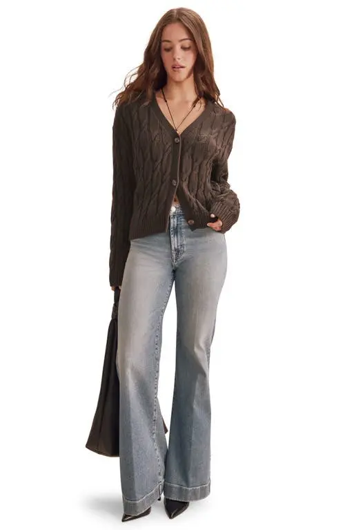 Splendid Rubi Cable Knit Cardigan - Java Brown