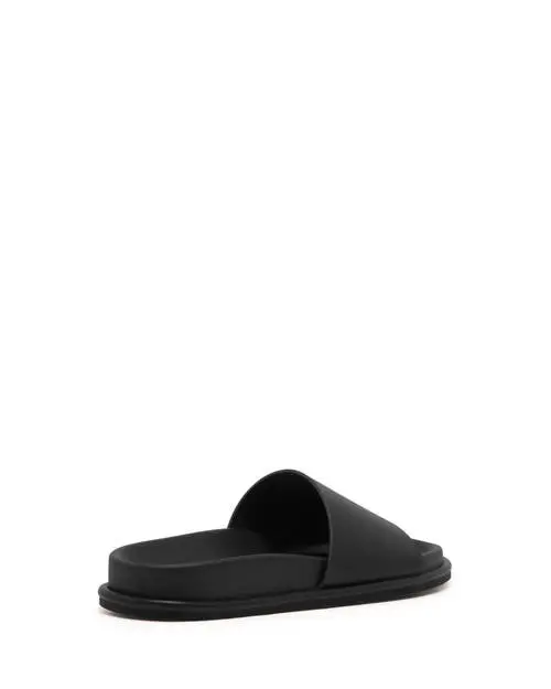 THERAPY AUSTRALIA Myles Open Round Toe Sandal - Black Smooth Pu