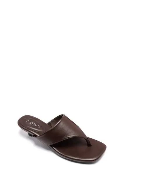 THERAPY AUSTRALIA Hailey Open Square Toe Sandal - Chocolate Smooth Pu