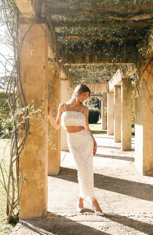 PETAL & PUP Bottega Sequin Lace Crop Top & Skirt Set