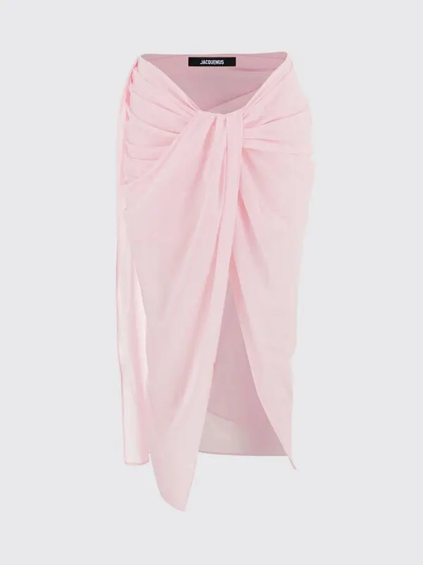 Jacquemus Draped Jersey Pencil Midi Skirt With Asymmetric Hem