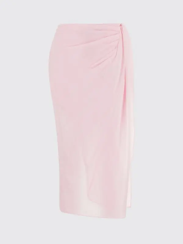 Jacquemus Draped Jersey Pencil Midi Skirt With Asymmetric Hem