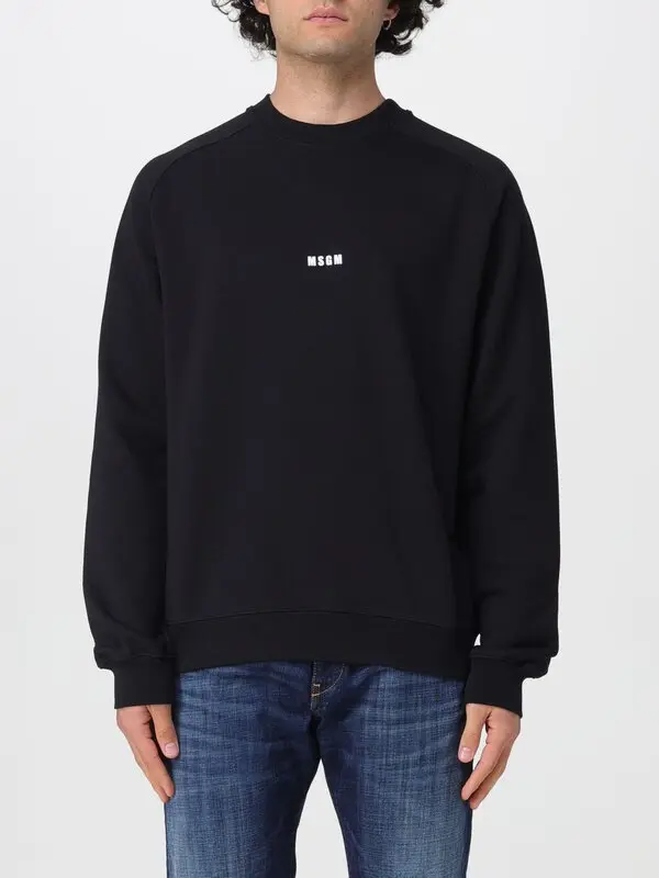 MSGM Crewneck Sweatshirt With Printed Logo - Black