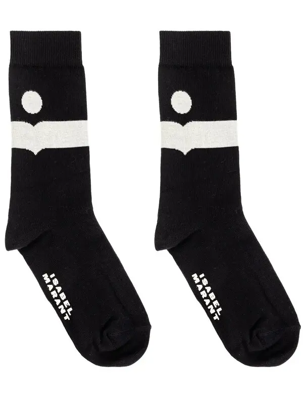 Isabel Marant Étoile Medium Nesson Socks With Logo - Black