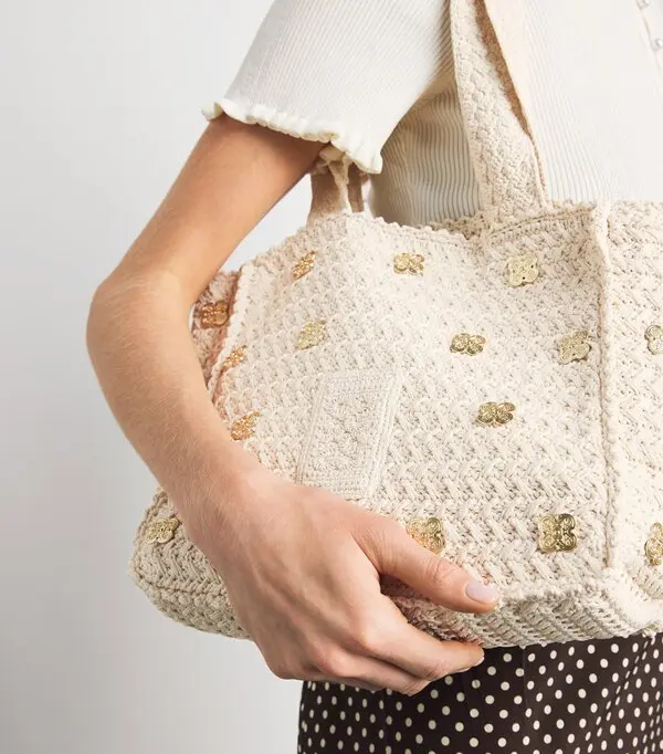 Sandro Crochet Logo Shoulder Bag