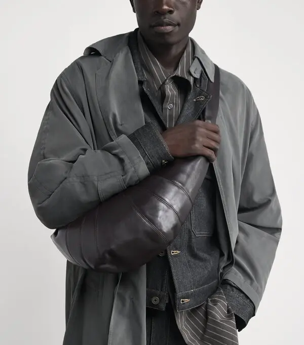 LEMAIRE Medium Grained Leather Croissant Shoulder Bag - Brown