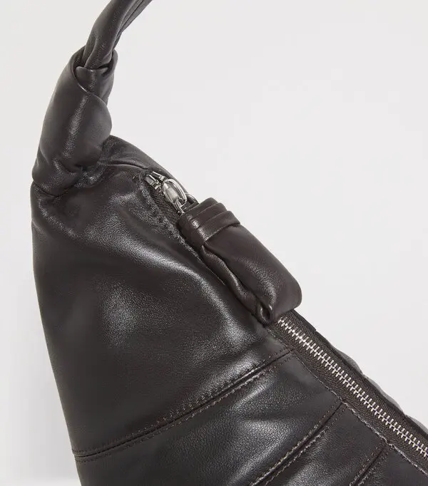 LEMAIRE Medium Grained Leather Croissant Shoulder Bag - Brown