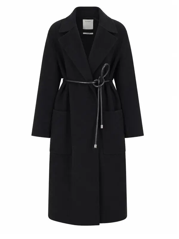Sportmax Cappotto In Lana Con Cintura Annodabile - Black