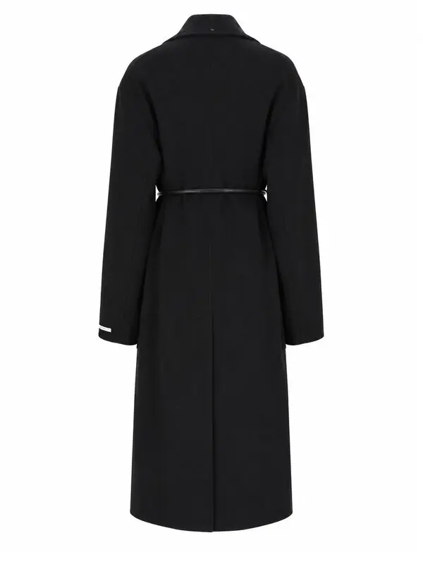 Sportmax Wool Coat With Tie Belt - Black