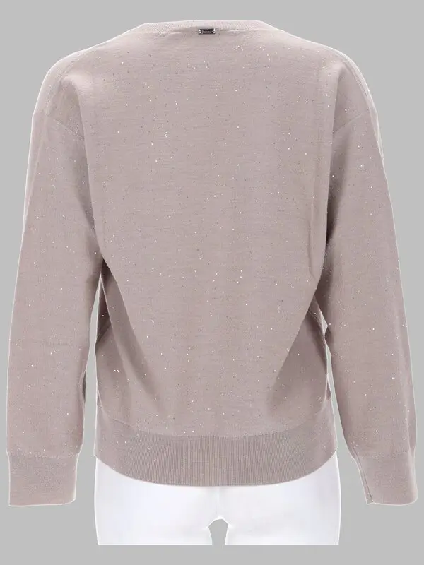 Herno V-neck Knit Top With Glitter Detail